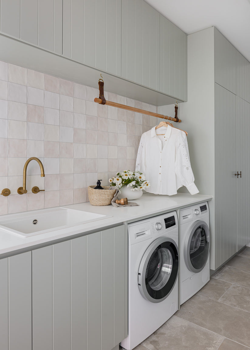 Laundry Garment Hanging Rail - Cognac Leather & Timber – Macedon Mayd ...